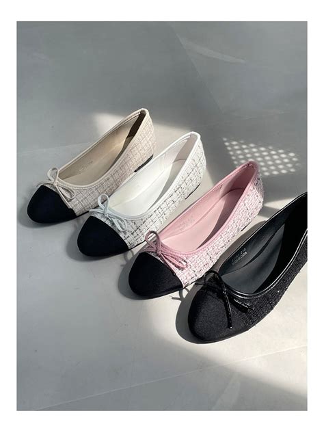 패브릭 리본플랫슈즈 쿠션단화 배색플랫슈즈 데일리 1cm