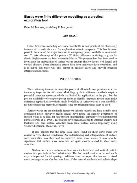 Elastic Wave Finite Difference Modelling As A Practical Exploration