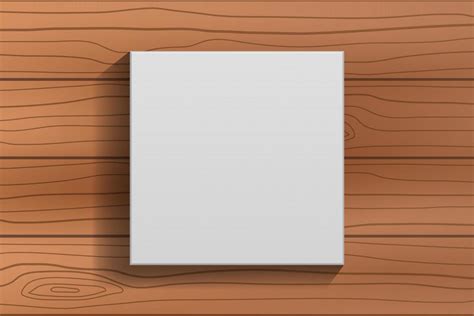 Quadro De Tela Em Branco Branco No Fundo Do Piso De Madeira Marrom