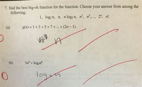 Solved Find The Best Big Oh Function For The Function