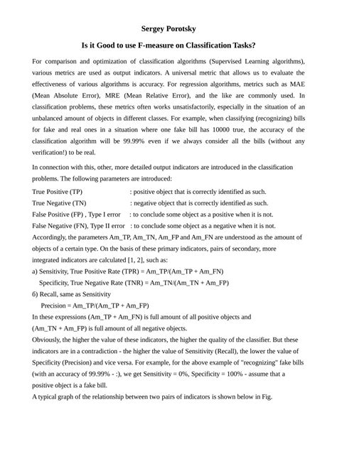 Pdf Is It Good To Use F Measure On Classification Tasks