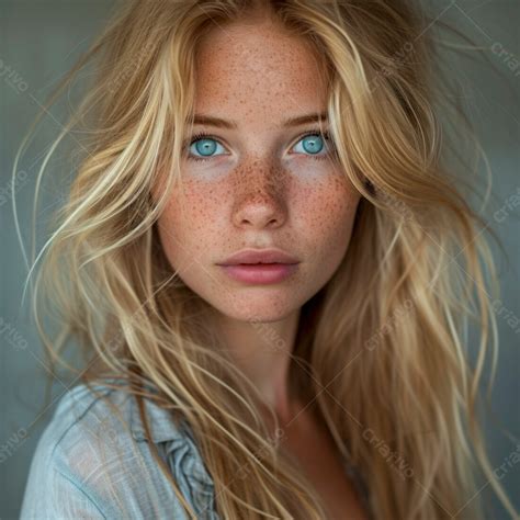 Imagem De Uma Linda Mulher Norueguesa Com Cabelos Loiros Longos E