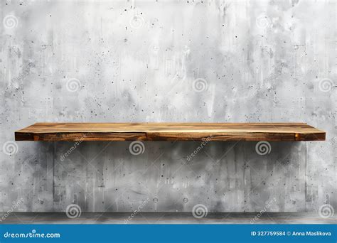 Contemporary Wooden Shelf Blank Wall Advertising Perspective Stock