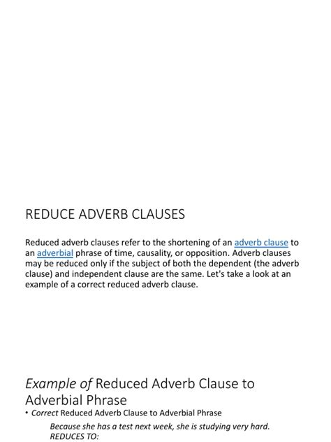 Reduce Adverb And Adjective Clause Pdf Adverb Clause