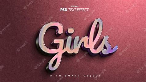 Premium Psd Girls Colorful 3d Retro Text Effect Template Design