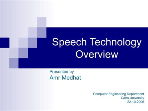 Speech Technology Overview Ppt