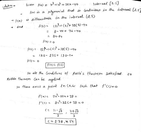 Solved Verify That Rolle S Theorem Can Be Applied To The Function F A Course Hero
