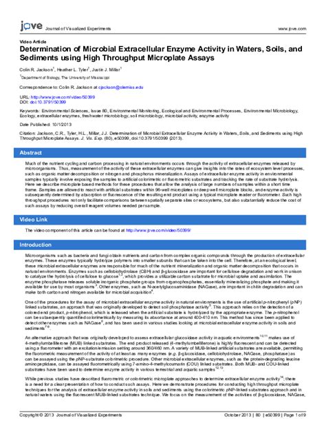 Pdf Determination Of Microbial Extracellular Enzyme Activity In