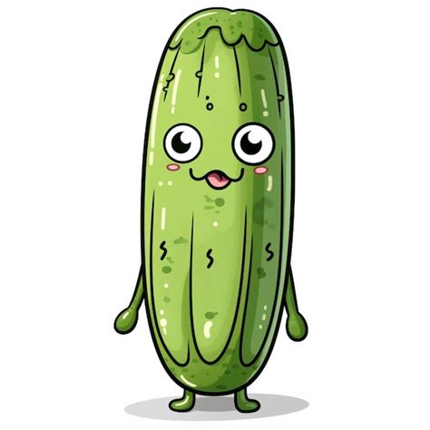 Premium Ai Image Cartoon Cucumber With A Surprised Face And Eyes Generative Ai
