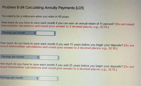 Solved Problem 6 34 Calculating Annuity Payments LO1 You Chegg Com