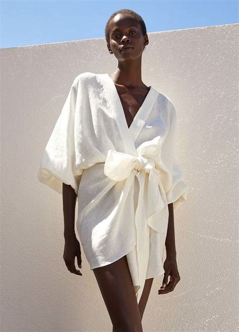 White Spring Vacation Robe White Wrap Kimono For Summer White Wrap