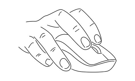 premium vector line art of hand use computer mouse vector illustration