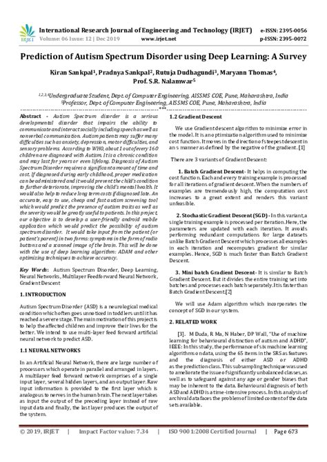 Pdf Prediction Of Autism Spectrum Disorder Using Deep Learning A Survey