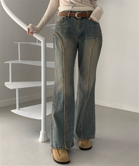 웨스턴 슬림 라인 수술 와이드 부츠컷팬츠 에이블리