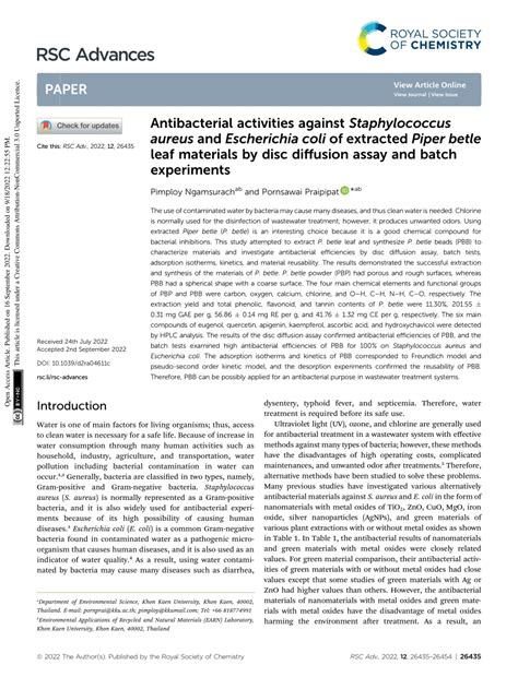 Pdf Antibacterial Activities Against Staphylococcus Aureus And