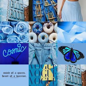 100 Blue Wall Collage Kit Aesthetic Blues Vsco Decor Tezza Wall Kit