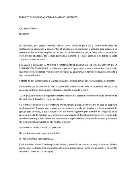 Formato Encu Ntralos Demanda De Amparo Indirecto En Materia Penal Con