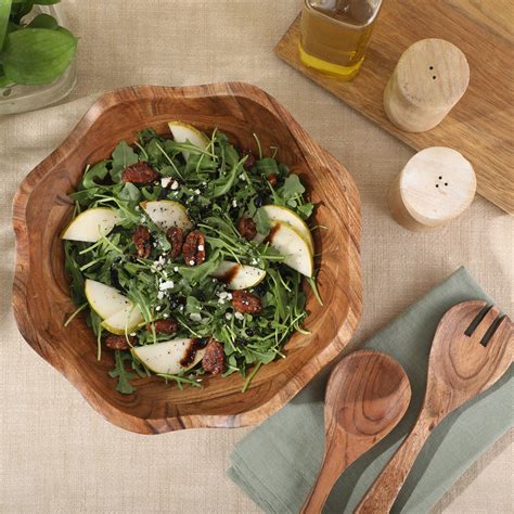 Gibson Home Sandhurst 3 Piece Acacia Wood Salad Bowl Set 12 Inch Sca