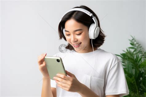 女人戴着耳机高清图片下载 正版图片600640117 摄图网