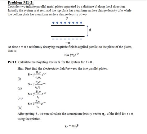 solved problem m1 2 consider two infinite parallel metal