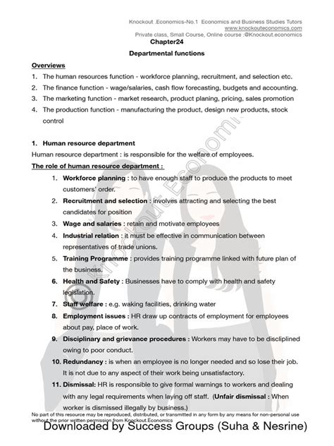24 Departmental Functions Pdf Human Resource Management Employment
