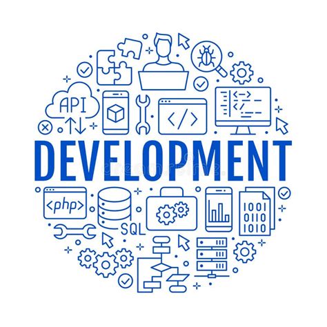 Software Development Seamless Pattern With Flat Line Icons Programming