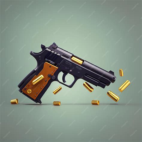 Pistolet Avec Balles Illustration Vectorielle Icône Darme De Tir à La