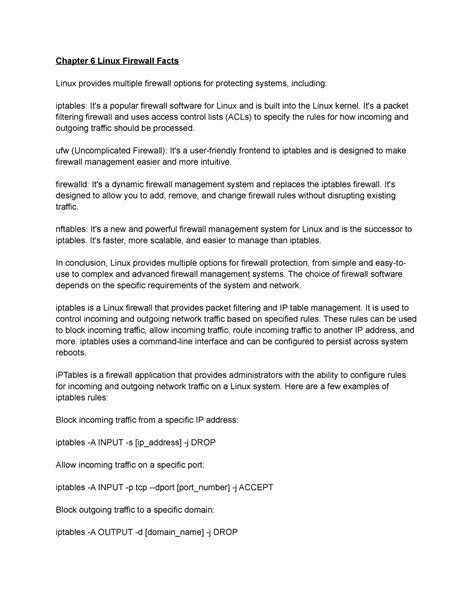 Chapter 6 Linux Firewall Facts Chapter 6 Linux Firewall Facts Linux Provides Multiple Firewall