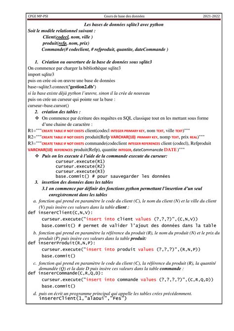SOLUTION Les Bases De Donn Es Sqlite3 Avec Python 2022 V1 Studypool