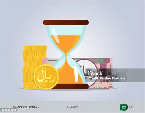 모래 시계 100 사우디 아라비아 리얄 지폐와 동전 평면 스타일 벡터 일러스트입니다 시간과 비즈니스 개념입니다 0명에 대한 스톡 벡터 아트 및 기타 이미지 Istock