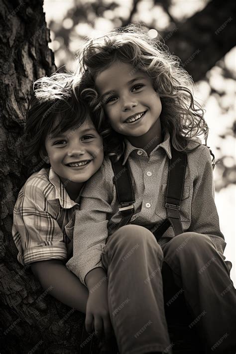 Premium Photo Sibling Bonding Under A Trees Shade