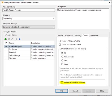 Include Existing File Versions Option In Lifecycle State Control Tab Is Disabled