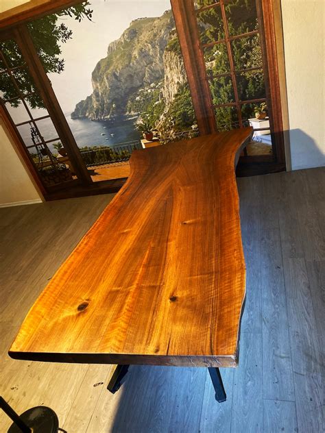 Large Conference Table Live Edge Solid Walnut Wood Modern Living Room Wood Table Office Table