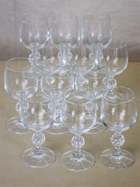 Set Of Twelve Antique French Crystal Wine Glasses Chez Pluie