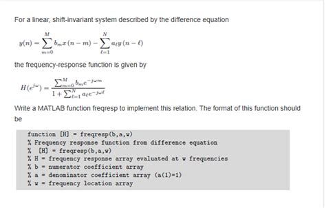 For A Linear Shift Invariant System Described By The