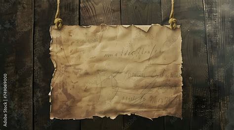 Old Torn And Grunge Poster Paper Sheet Announcement Sign Hanged As