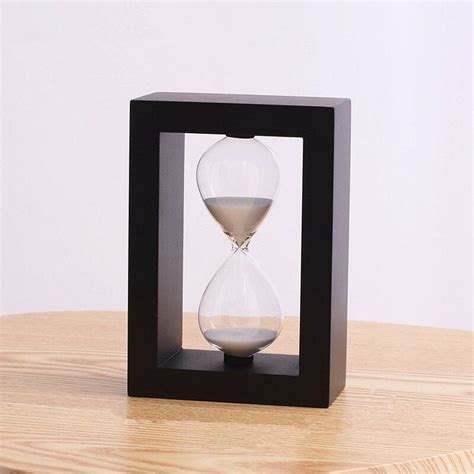 Square Wooden Timer Clock Sandglass 30 Minute Sand Hourglass Dining