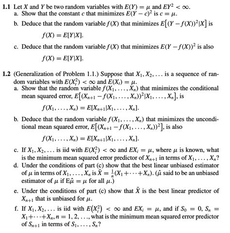 Solved Let X And Y Be Two Random Variables With E Y U Chegg