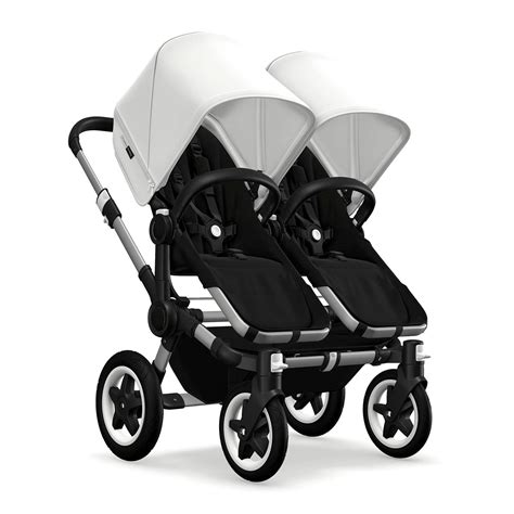Bugaboo Donkey 2 Twin kinderwagen zwart - wit met aluminium frame | wehkamp