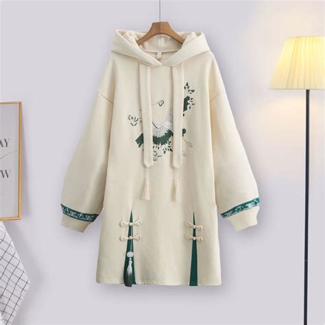 【中國風服飾系列】原創大尺碼大學t宋制 中國風 漢服 旗袍 改良女漢服 版刷毛 洋裝2022加厚漢元素大學t裙女 蝦皮購物