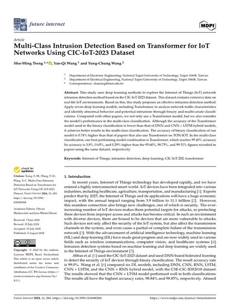 Multi Class Intrusion Detection Based On Transformer For Iot Networks Using Cic Iot 2023 Dataset
