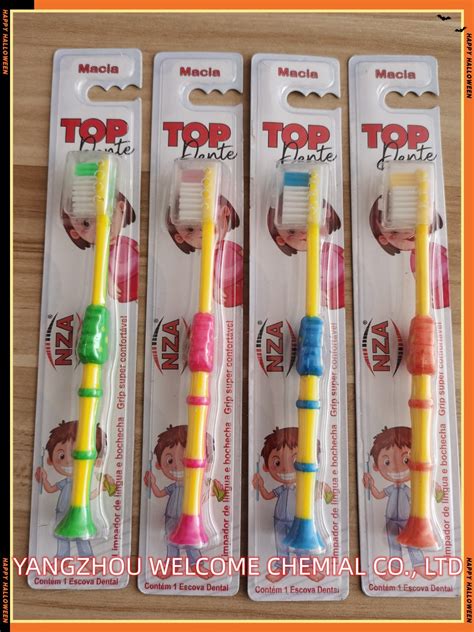 Panda Handle Children Toothbrush with Tongue-Cleaner + Free Cap - High ...