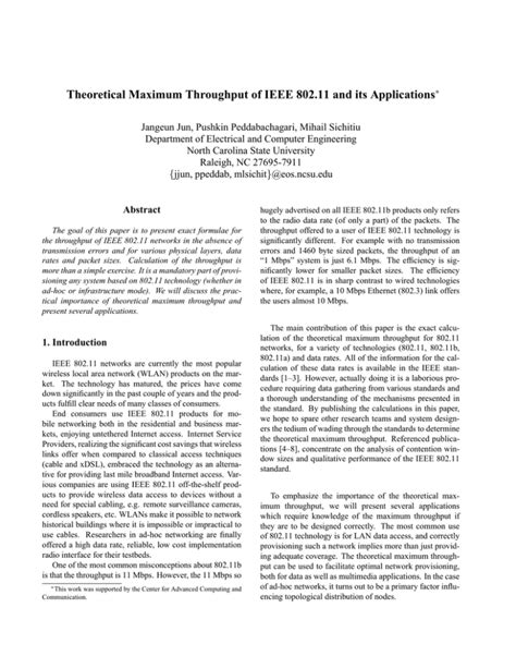 Ieee Theoretical Maximum Throughput Analysis