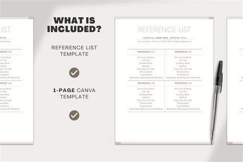 Minimalist Reference List Canva Template Digital Download Etsy