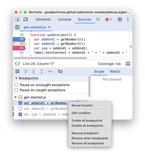 Pause Your Code With Breakpoints Chrome Devtools Chrome For Developers
