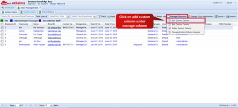 User Administration Manage Columns Deskera Help Centre