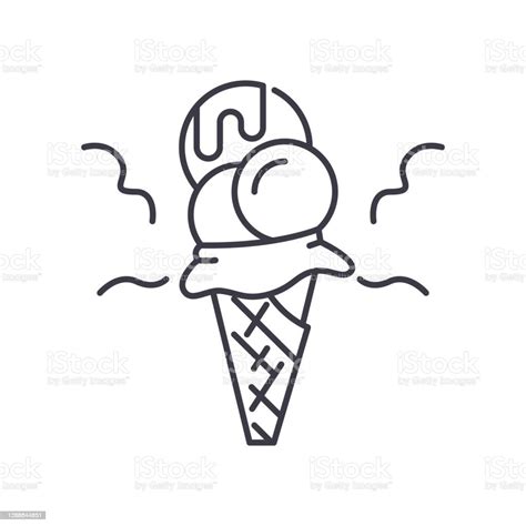 아이스크림 아이콘 선형 절연 일러스트레이션 얇은 선 벡터 웹 디자인 기호 흰색 배경에 편집 가능한 스트로크와 개요 개념 기호 개체 그룹에 대한 스톡 벡터 아트 및 기타