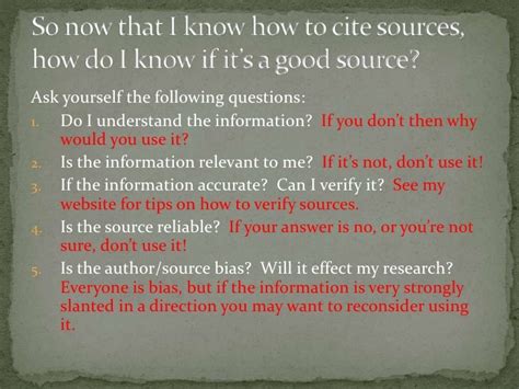 Citing And Using Reliable Sources