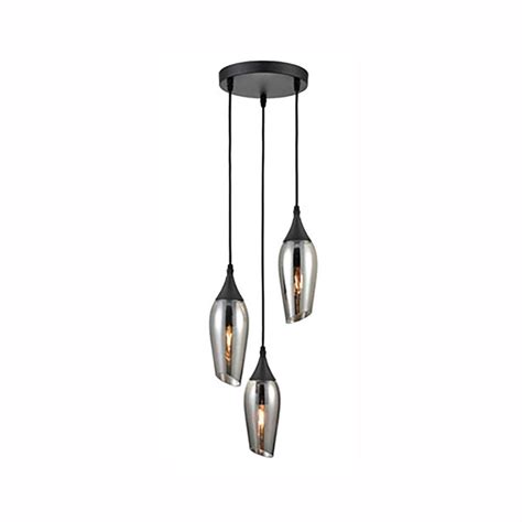 Franklite Fl2420 3345 Taper 3 Light Ceiling Pendant Black And Smoked