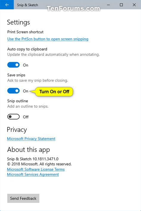 Turn On Or Off Ask To Save Snip In Snip And Sketch App In Windows 10